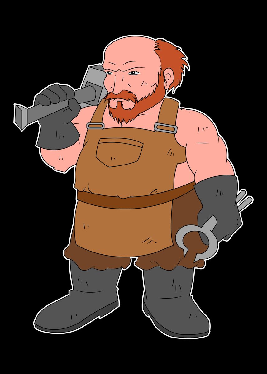'Bold Blacksmith Dwarf' Poster, picture, metal print, paint by ...