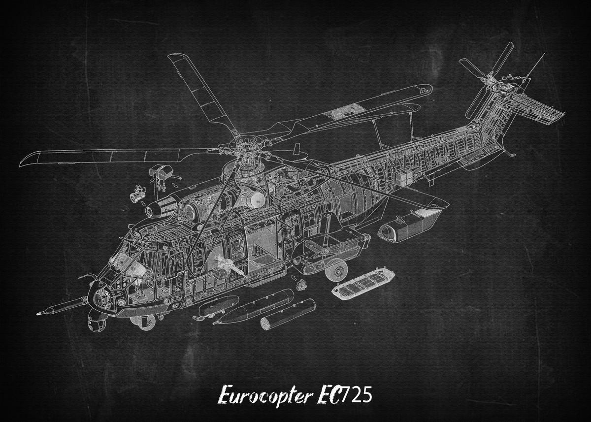 'Eurocopter EC725' Poster by MICHAEL BRUNS PLATES | Displate