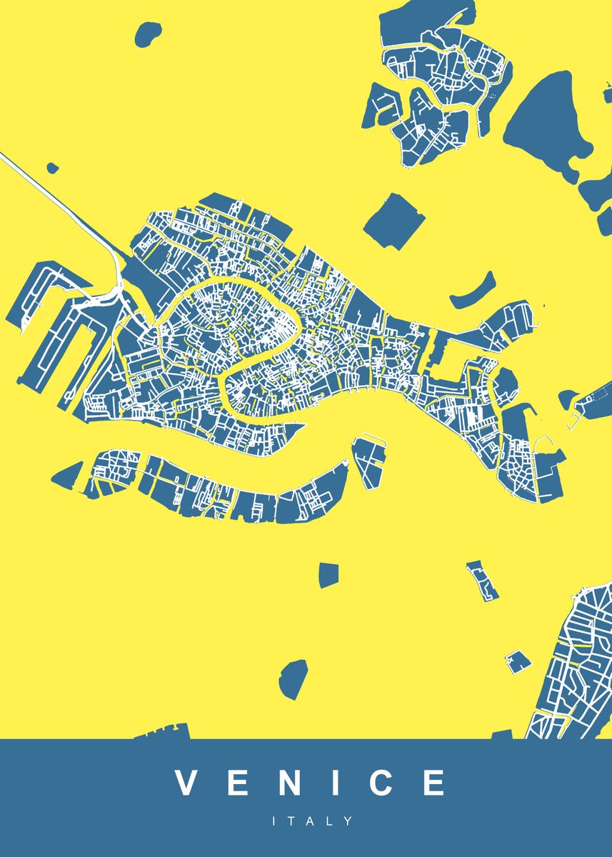 'VENICE City Map Italy' Poster by UrbanMaps | Displate