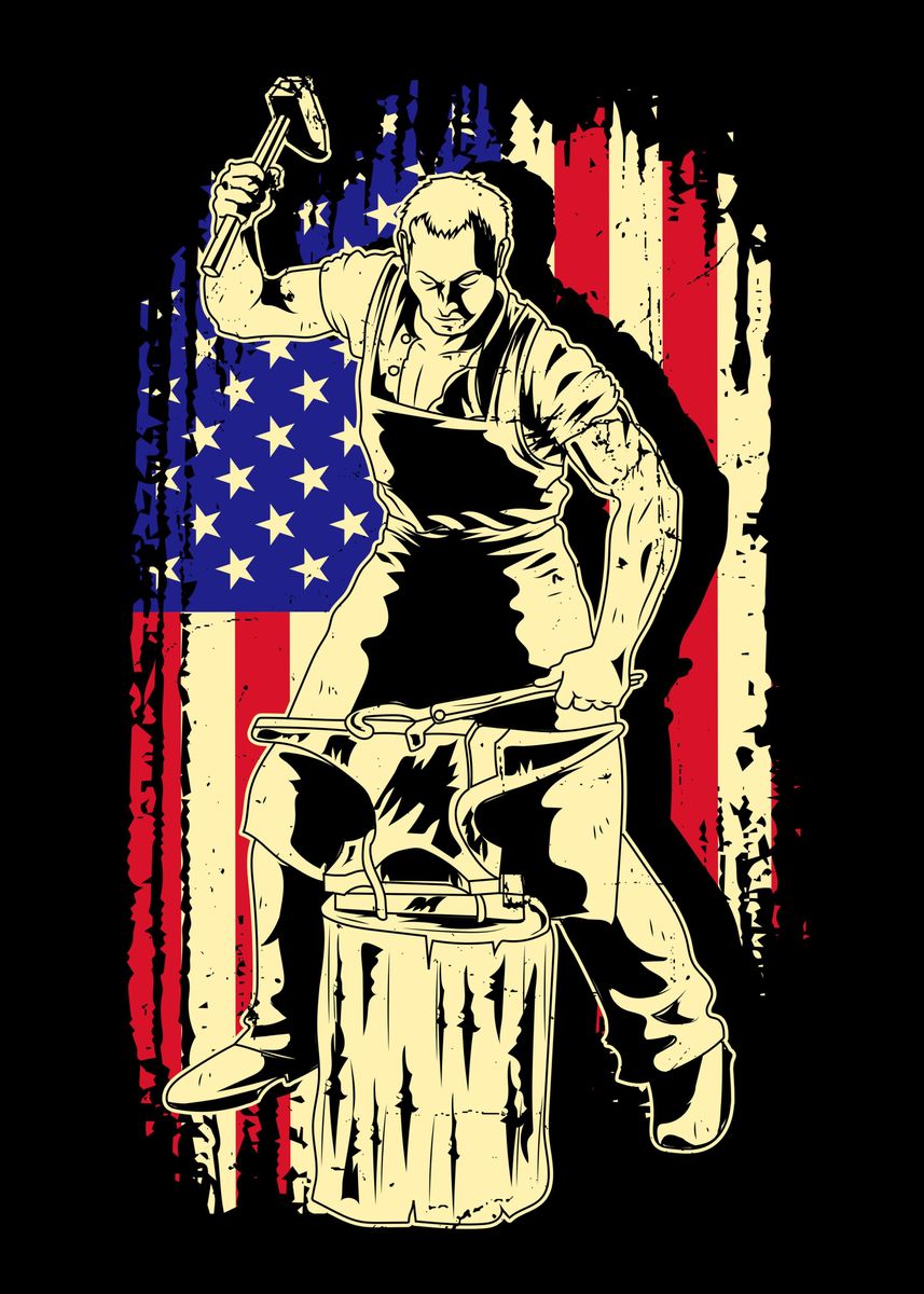 'Blacksmith Metal Worker' Poster, picture, metal print, paint by ...