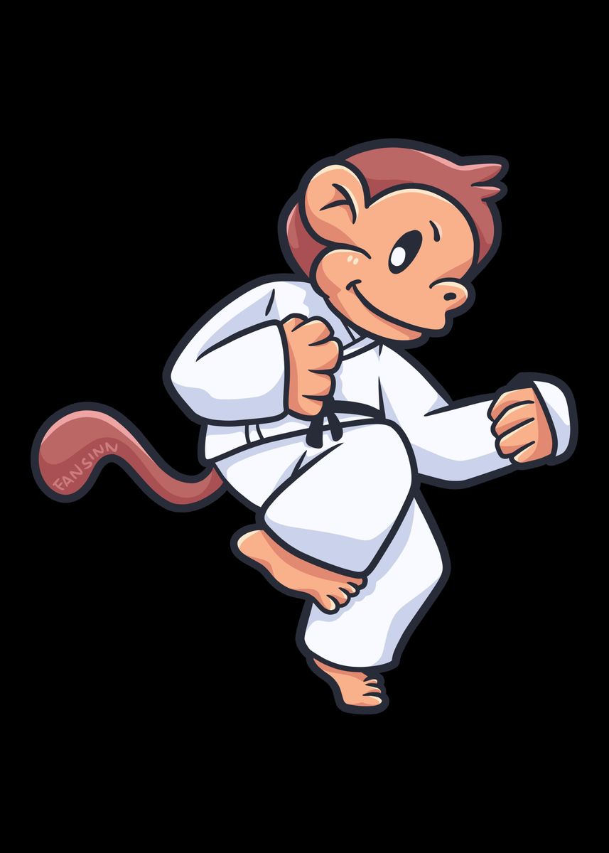'Monkey Karate Martial cool' Poster, picture, metal print, paint by ...