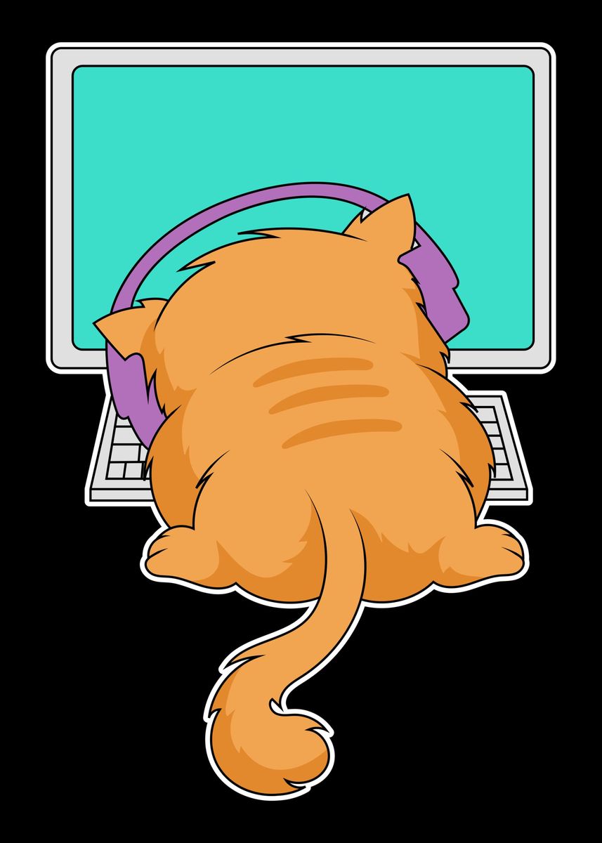 'Cat Gamer Player' Poster, picture, metal print, paint by CrazySquirrel ...