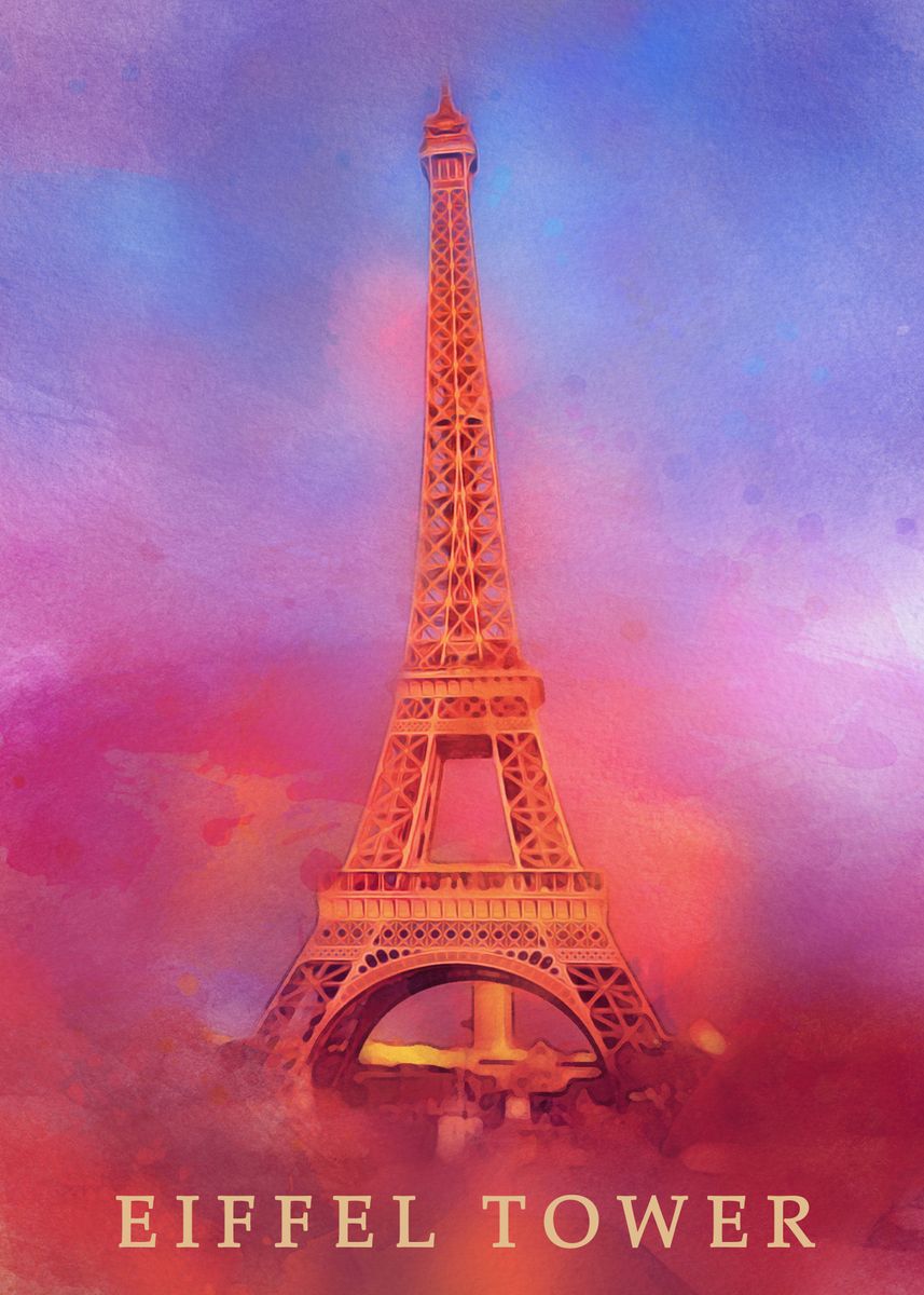 'Eiffel Tower Paris France' Poster, picture, metal print, paint by ...