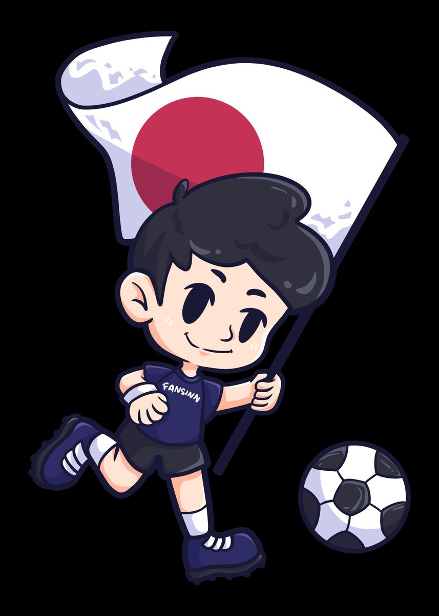 'Football Japan flag Young ' Poster, picture, metal print, paint by ...