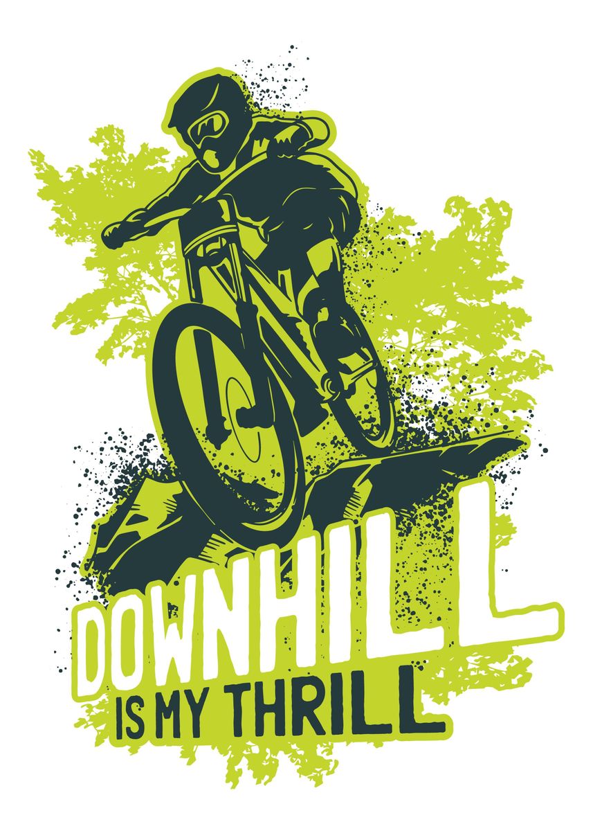 'Downhill bikers with sayi' Poster, picture, metal print, paint by ...