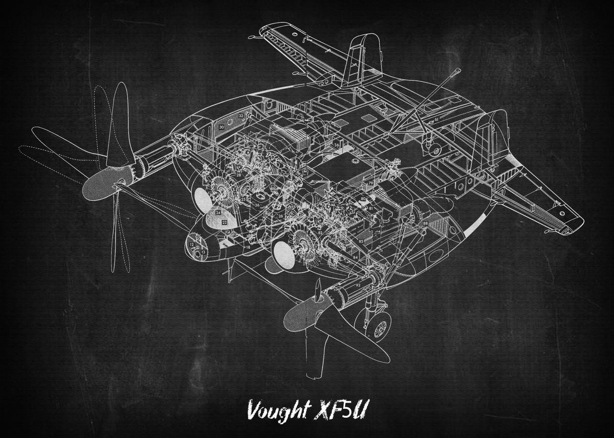 'Vought XF5U' Poster by MICHAEL BRUNS PLATES | Displate