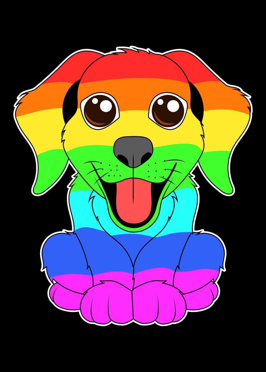 'Gay Pride Dog Lover' Poster, picture, metal print, paint by ...