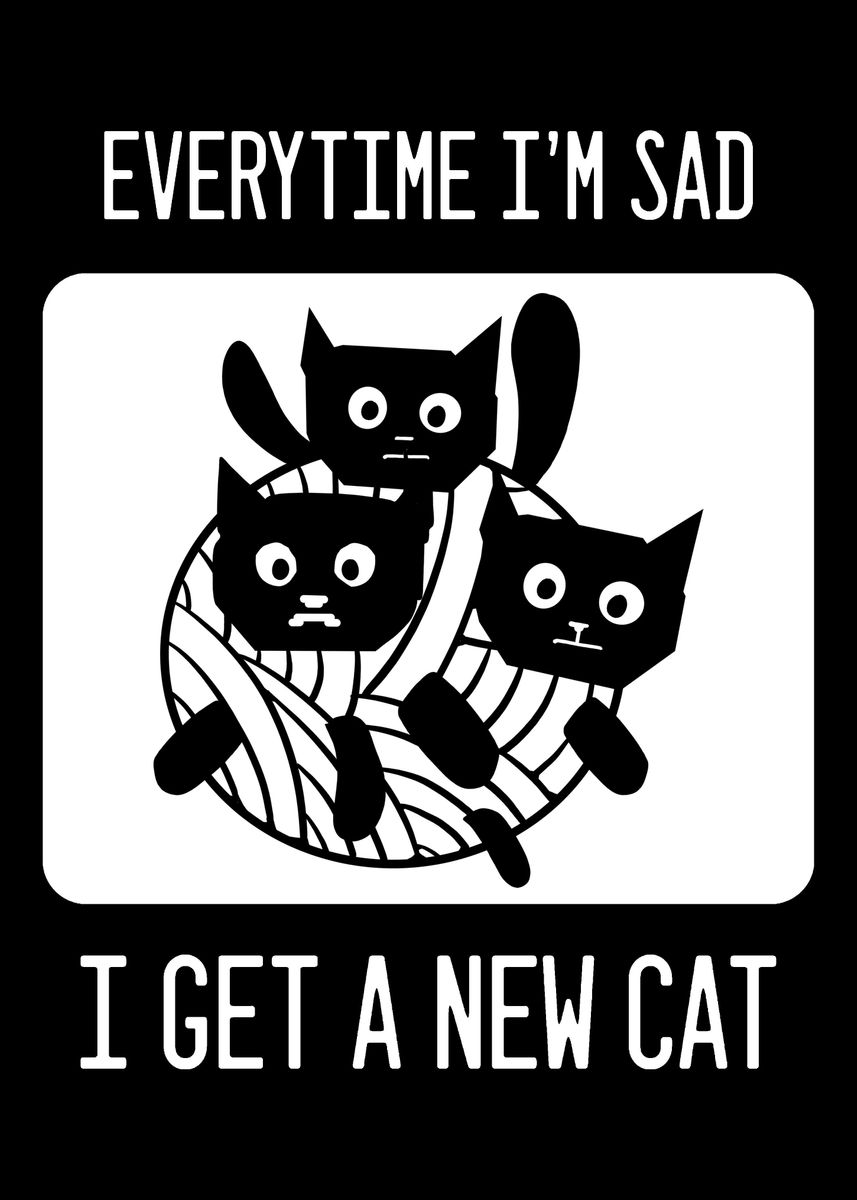 'Cat Sad Cat Lover Gift' Poster, picture, metal print, paint by ...