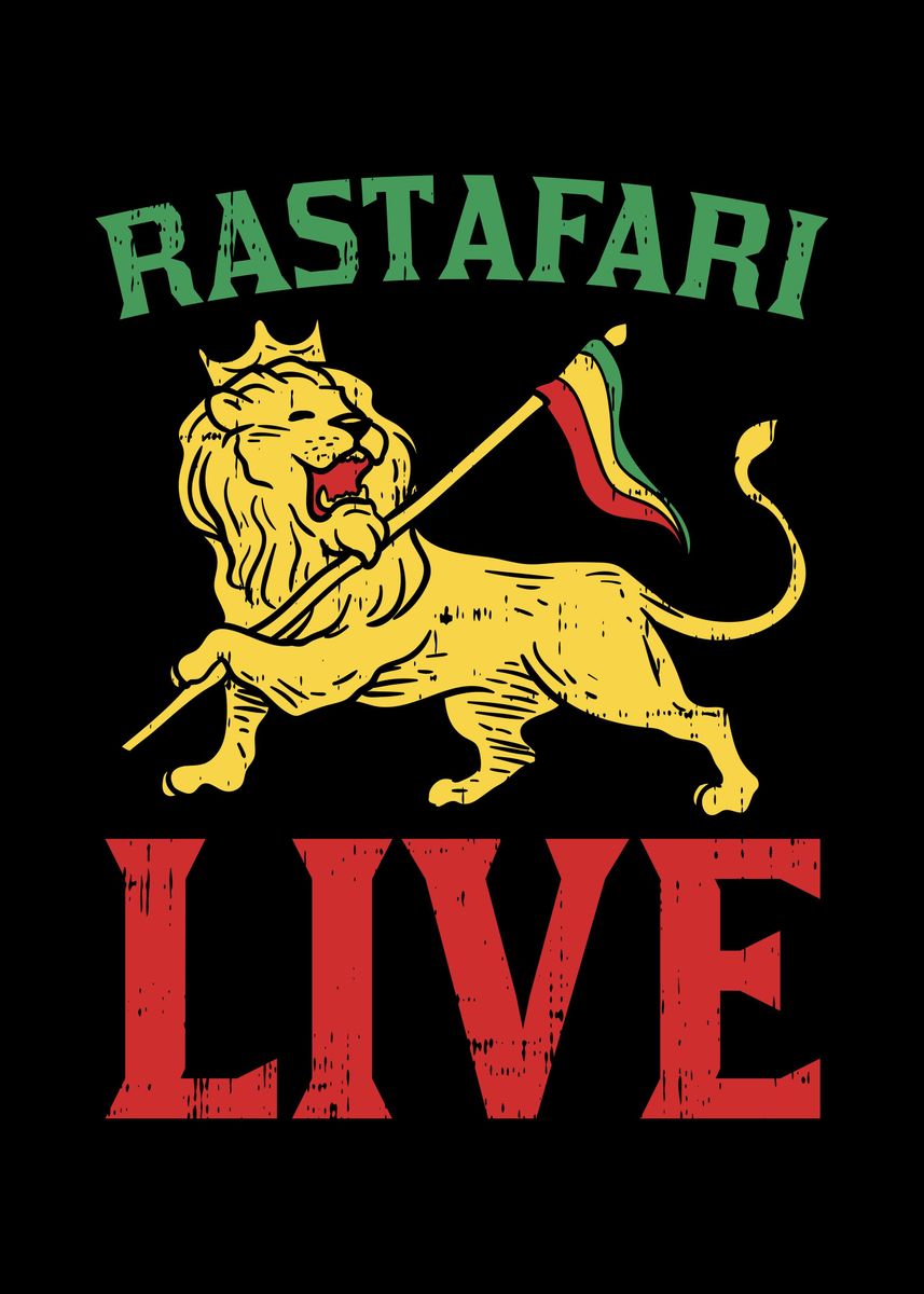 'Rastafari Lion Live' Poster, picture, metal print, paint by ...