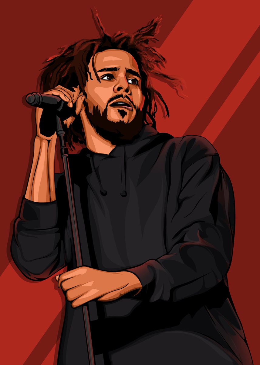 'J cole x Red' Poster by Erlan Quiambao | Displate