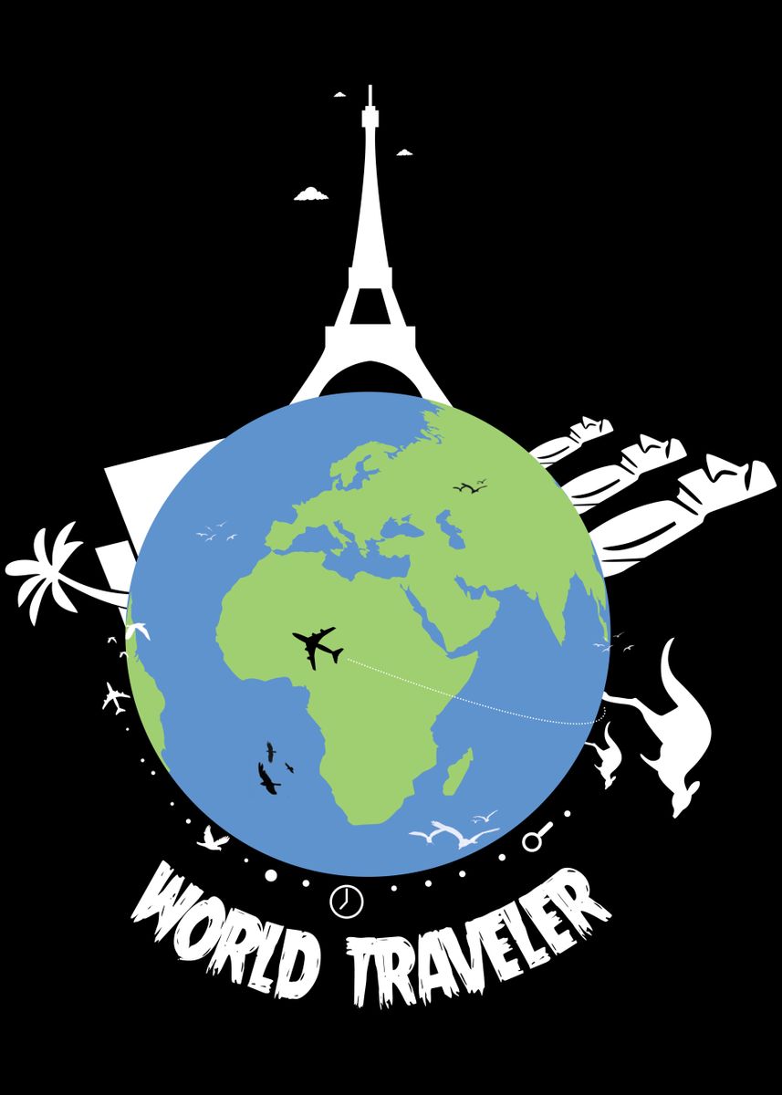 'World Traveler' Poster, picture, metal print, paint by ShirTom | Displate