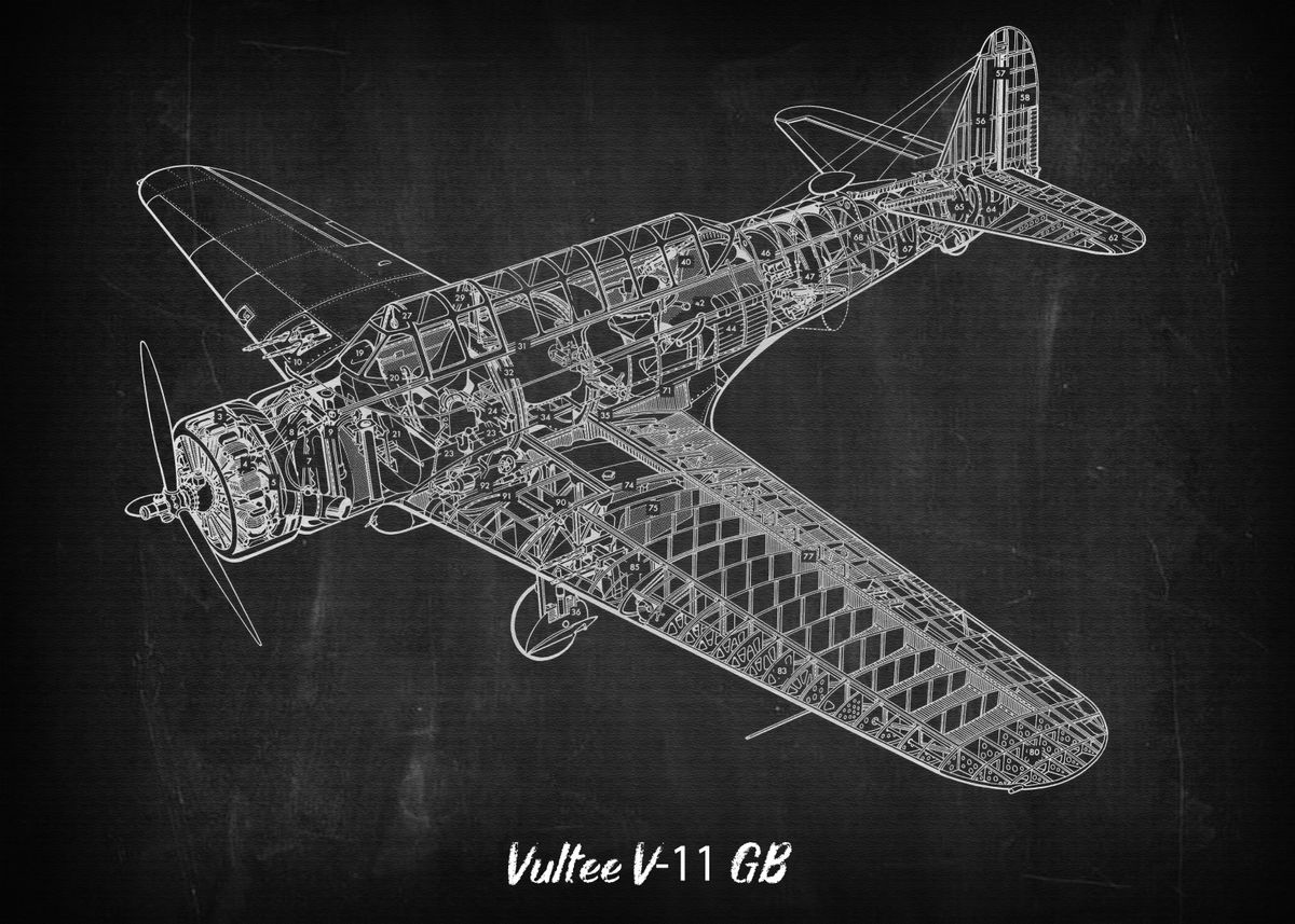 'Vultee V11 GB' Poster by MICHAEL BRUNS PLATES | Displate