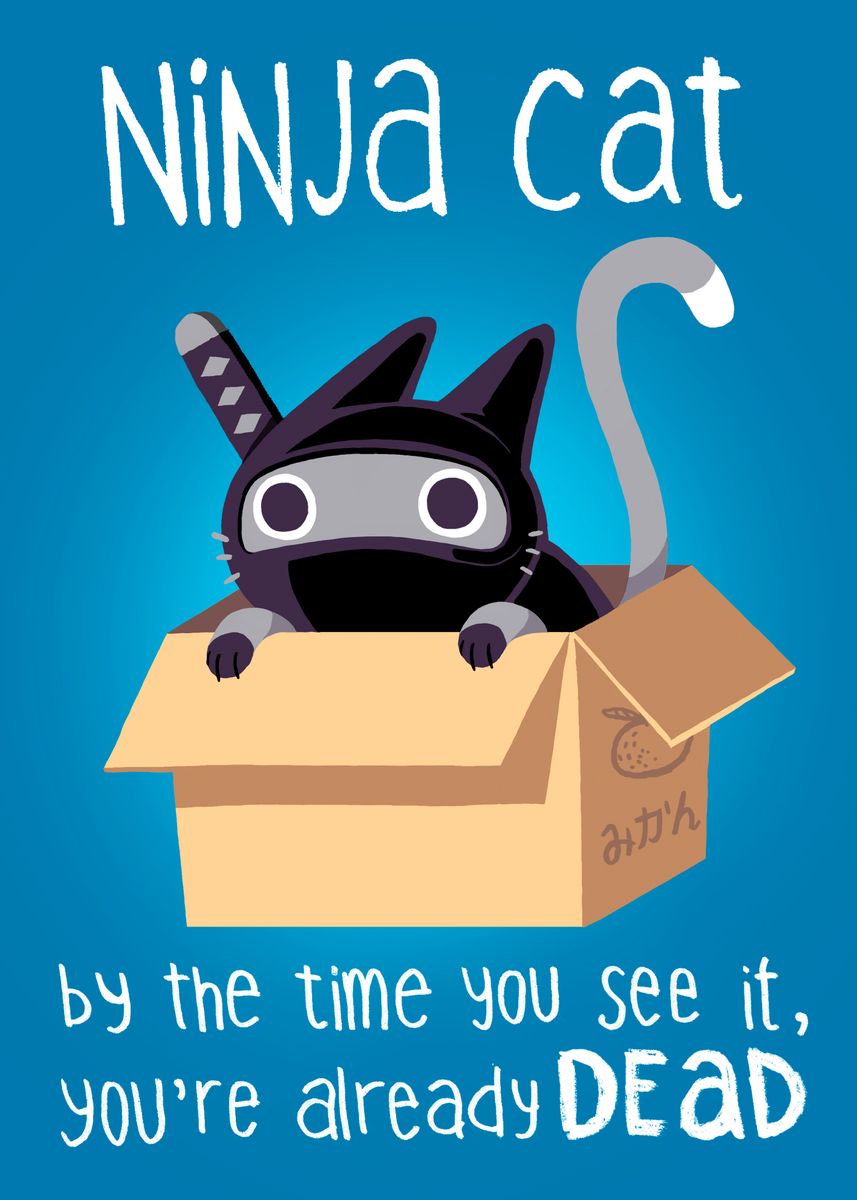 'Ninja Cat' Poster, picture, metal print, paint by Blanca Vidal | Displate