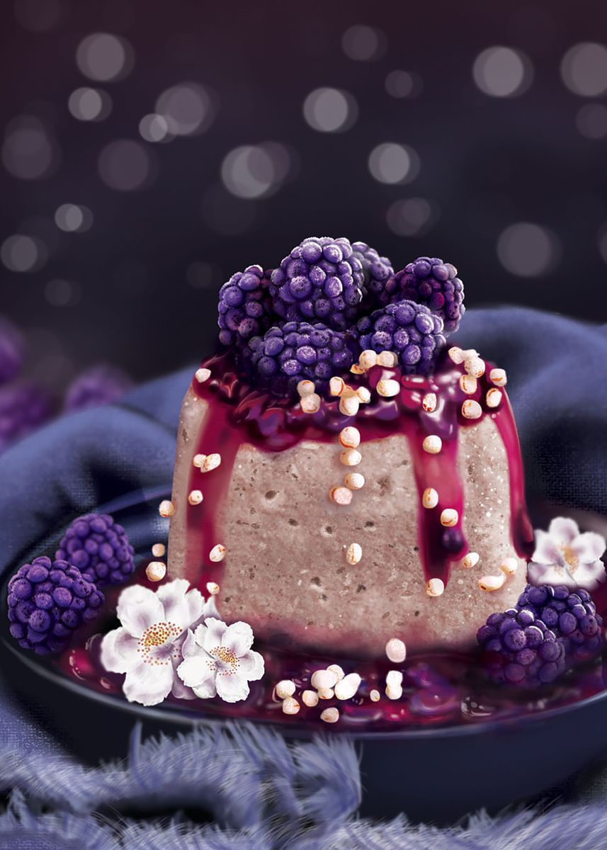 'Blueberries Cheesecake' Poster, picture, metal print, paint by Annie1 ...