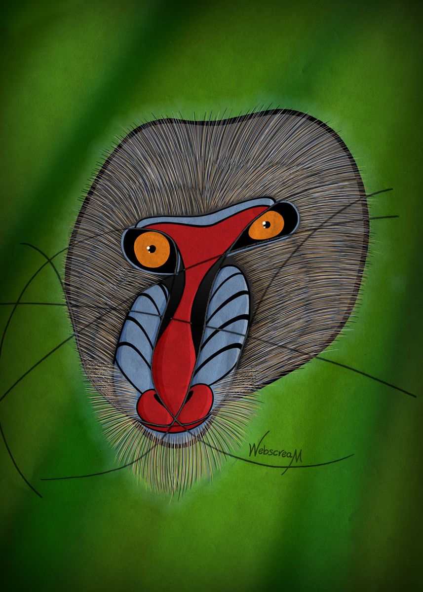 'The Mandrill' Poster, picture, metal print, paint by Webscream | Displate