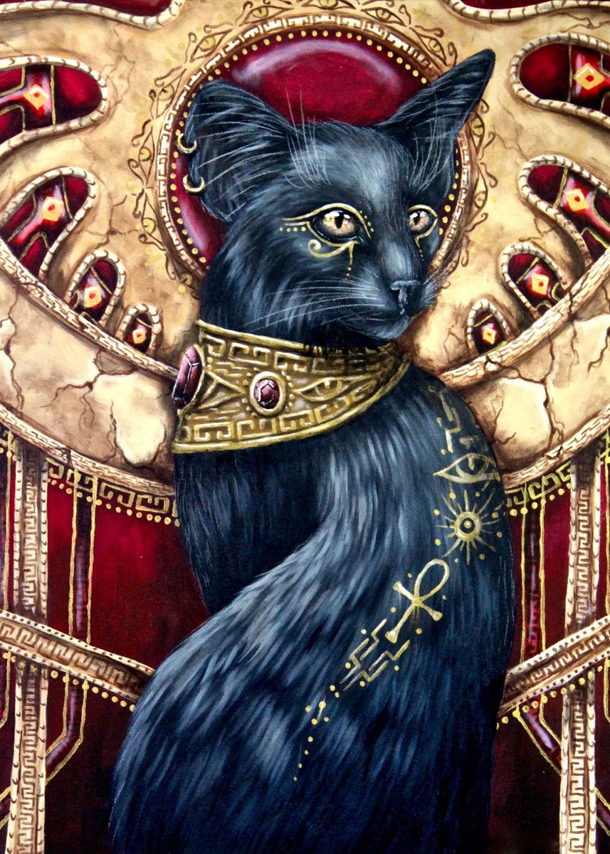 'Bastet' Poster, picture, metal print, paint by Charlotte Jordan | Displate