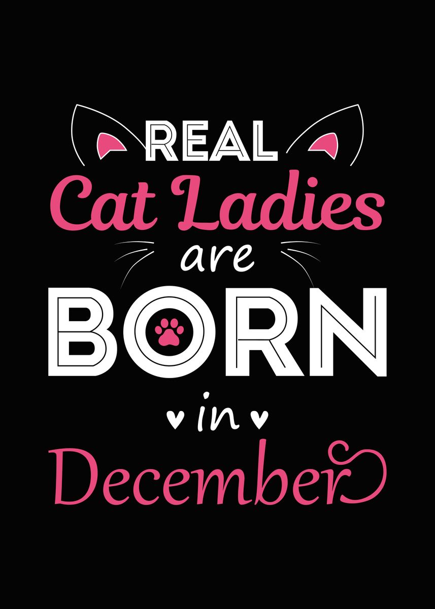 'December Cat Ladies' Poster, picture, metal print, paint by Neon Moon ...