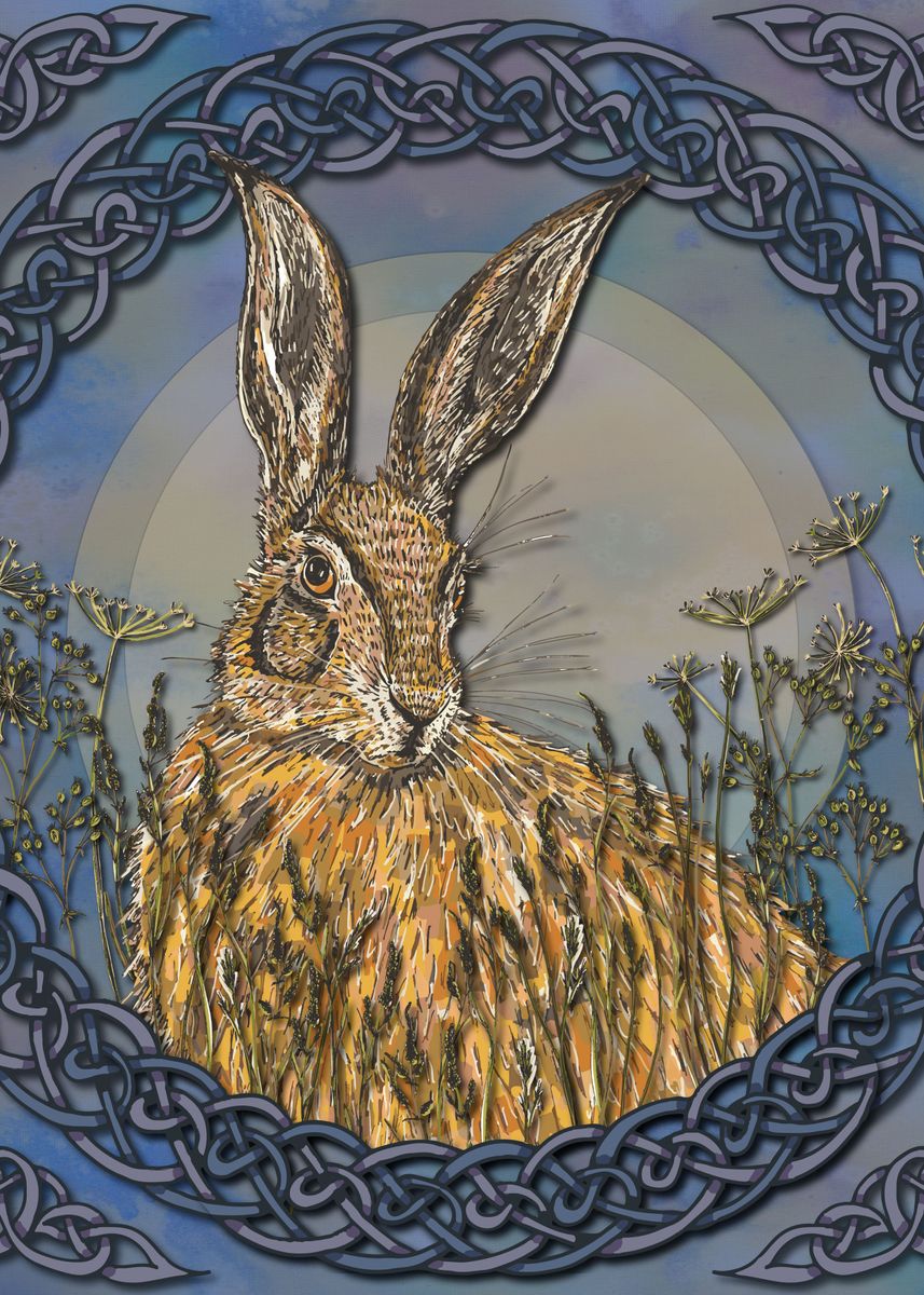 'Celtic Hare' Poster, picture, metal print, paint by Lotti Brown | Displate