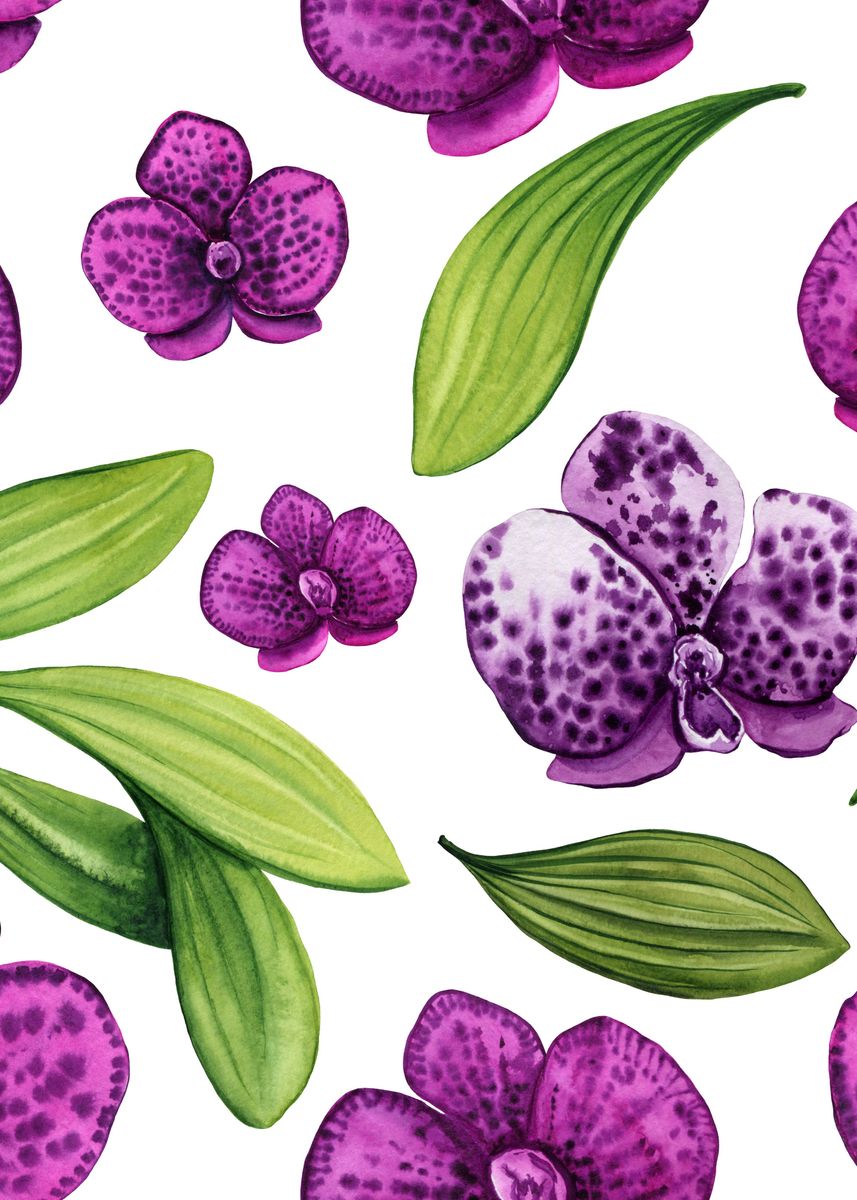 'Orchids Pattern 02' Poster, picture, metal print, paint by Aloke ...