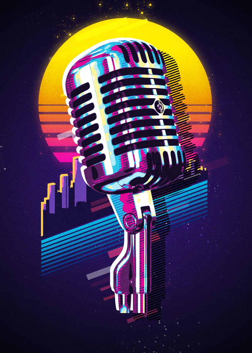 'Microphone' Poster, picture, metal print, paint by Moranroy | Displate