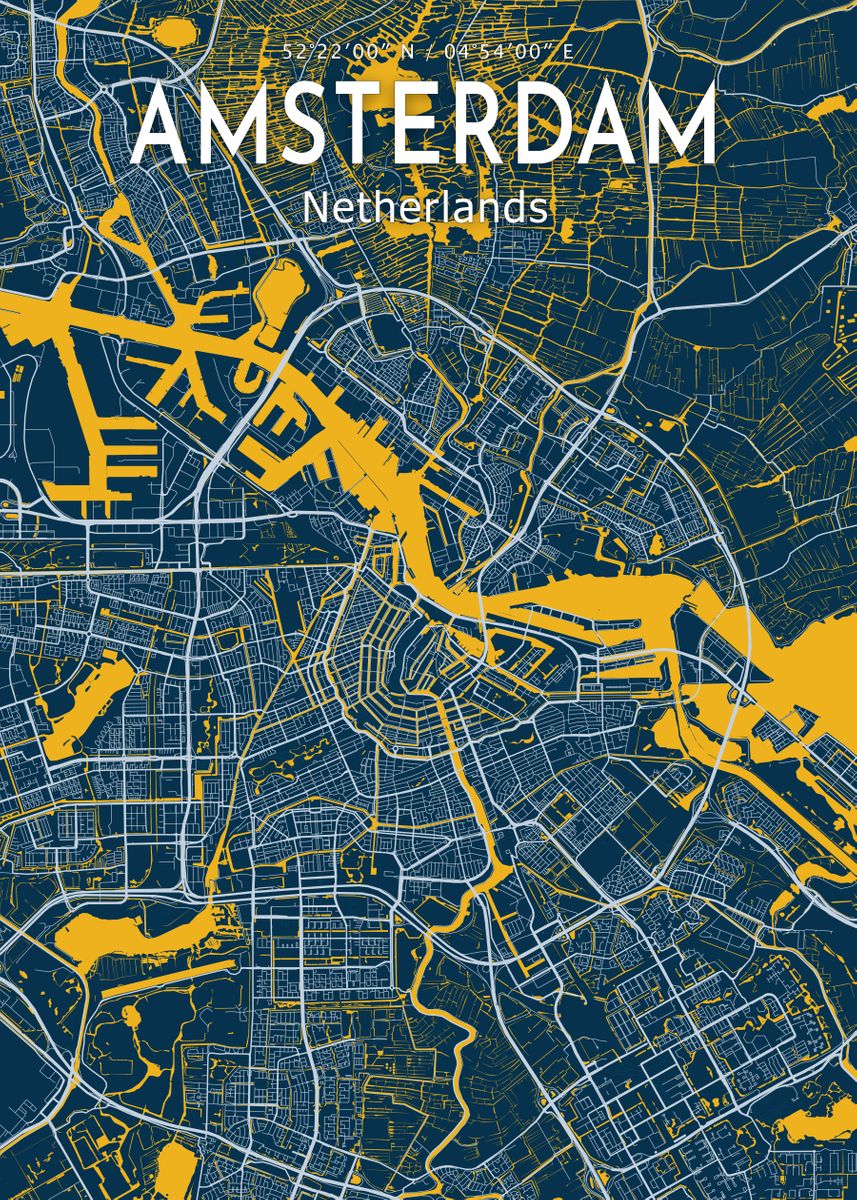 'Amsterdam Map Poster' Poster by Denis Webster | Displate