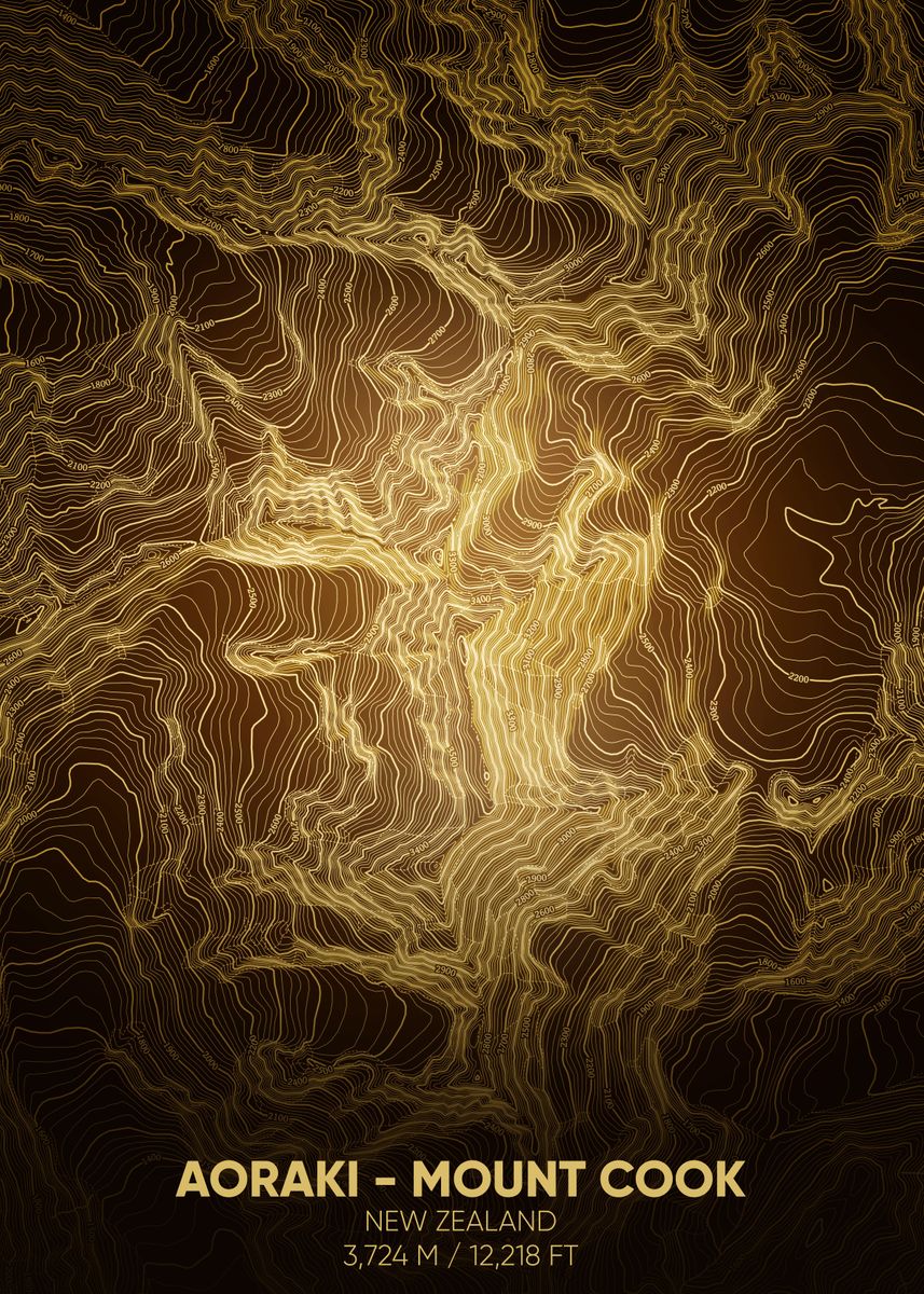 'Mount Cook New Zealand' Poster, picture, metal print, paint by ...