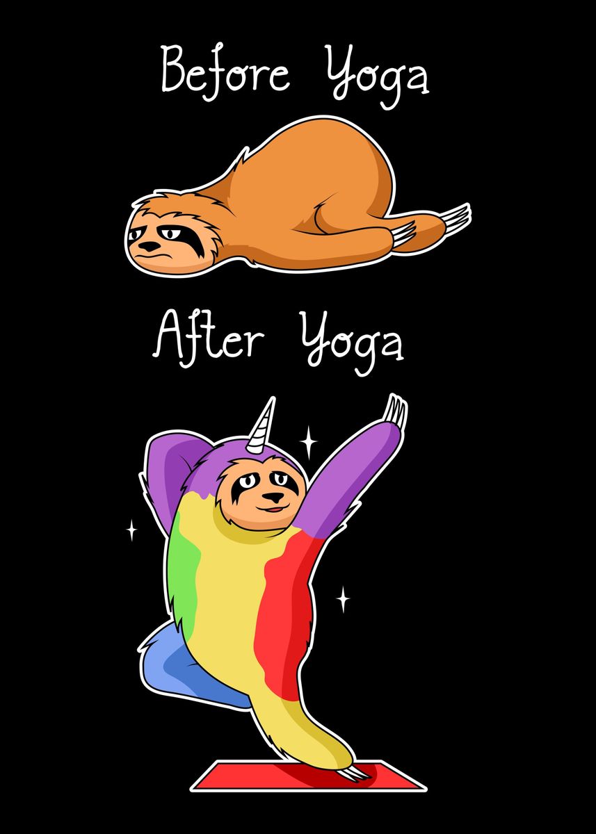 'Yoga Sloth Yoga Teacher' Poster, picture, metal print, paint by ...