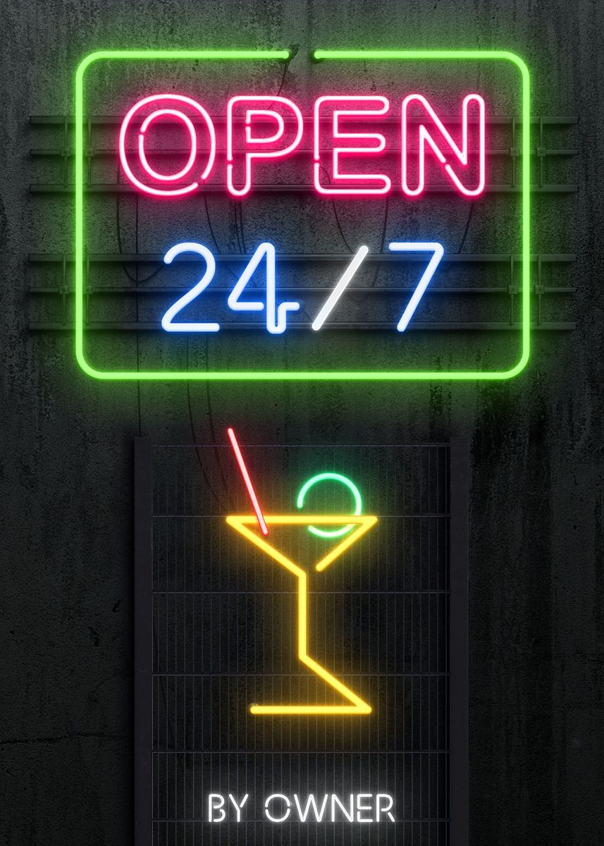 'OPEN SIGNBOARD' Poster, picture, metal print, paint by Studio Six ...