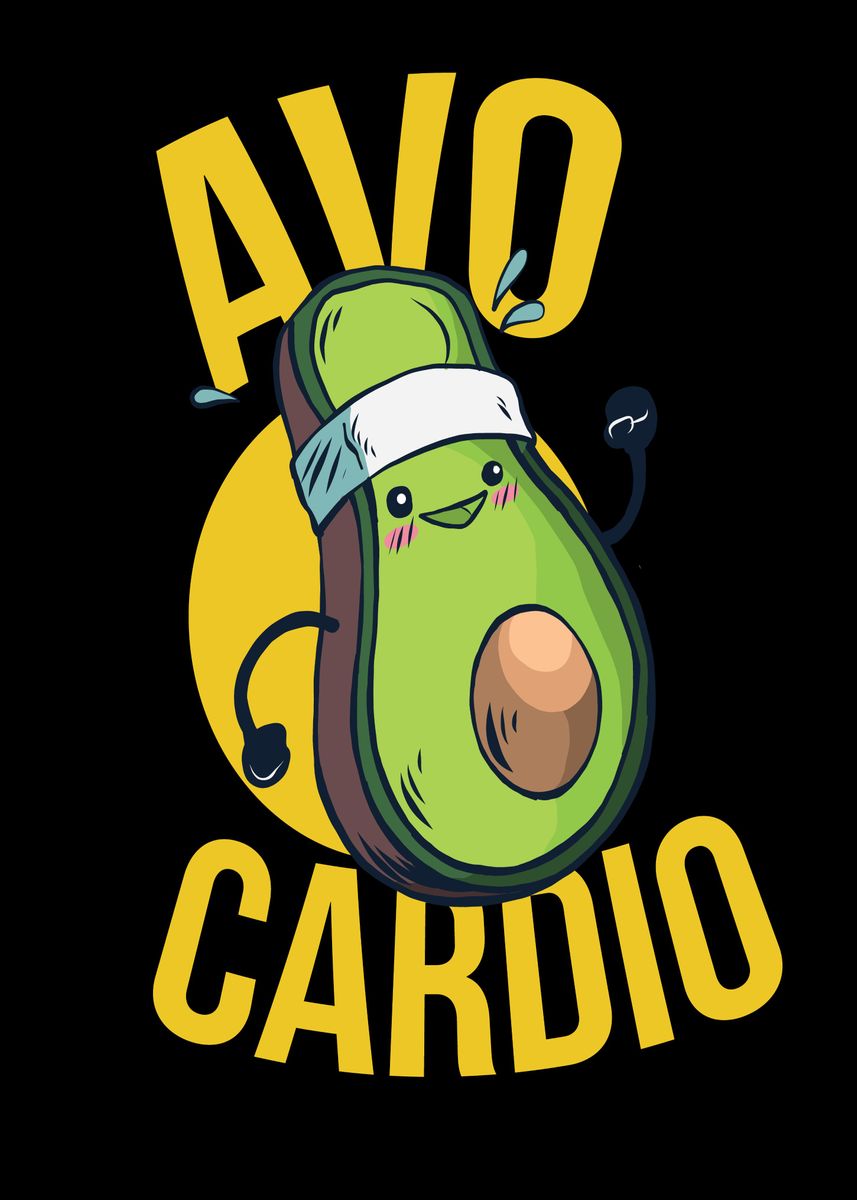 'Avocardio Cute Avocado' Poster, picture, metal print, paint by Tim ...