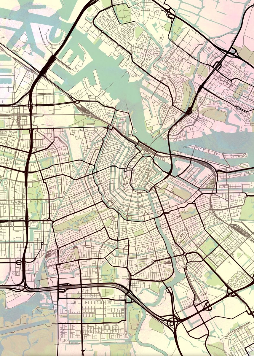 'Amsterdam Street Map' Poster by Dany | Displate