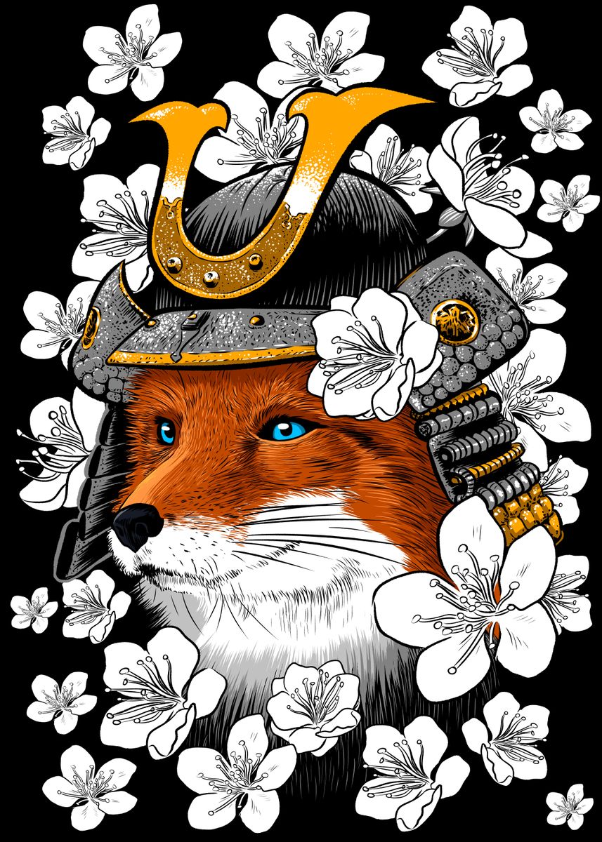 'Samurai Fox' Poster by Alberto Perez | Displate