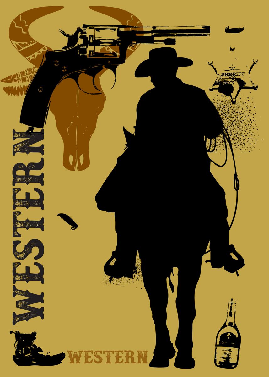 'wester cow boy' Poster, picture, metal print, paint by luigi diamanti ...