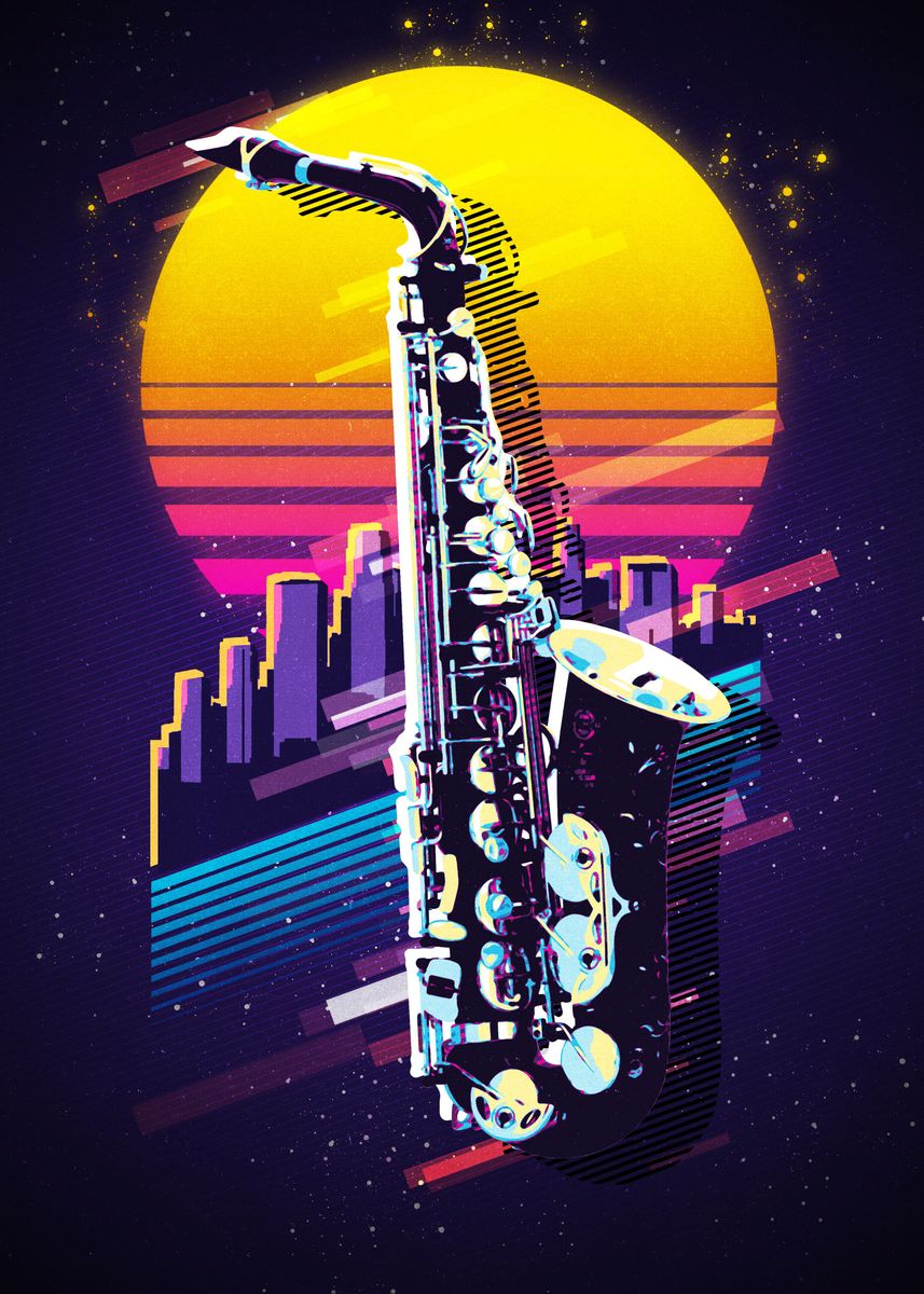 'Saxophone' Poster, picture, metal print, paint by Water | Displate