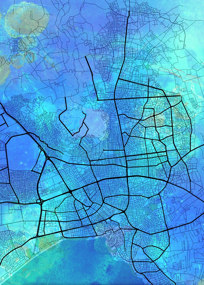 'Antalya Street Map' Poster, picture, metal print, paint by Dany | Displate