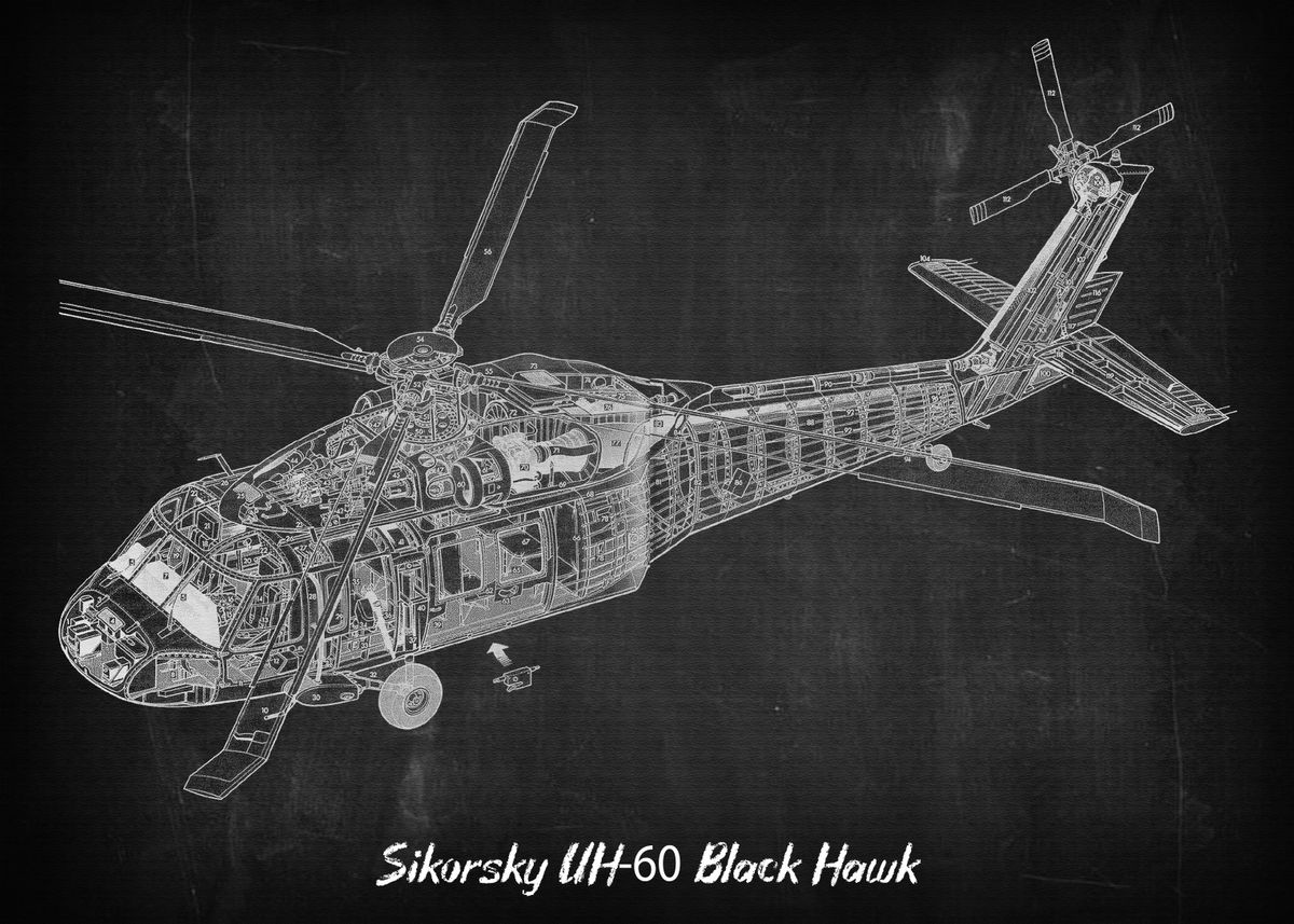 'Sikorsky UH60 Black Hawk' Poster by MICHAEL BRUNS PLATES | Displate