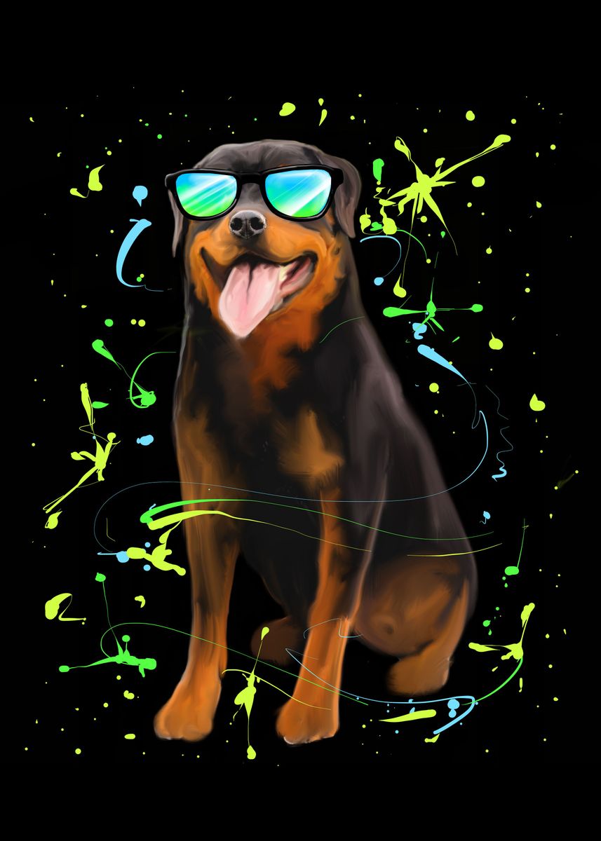 'Rottweiler in the Sun' Poster, picture, metal print, paint by Lukes ...