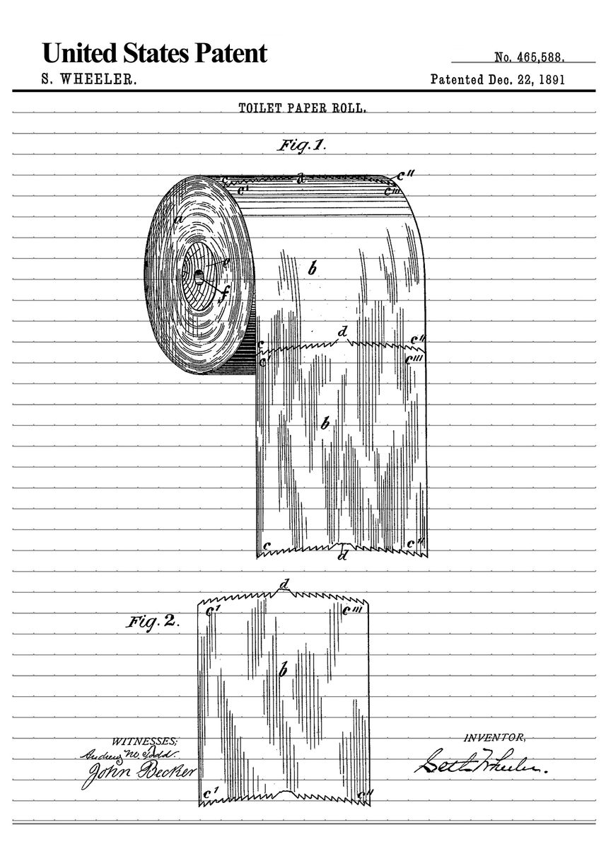 '1891 toilet paper roll ' Poster, picture, metal print, paint by ...