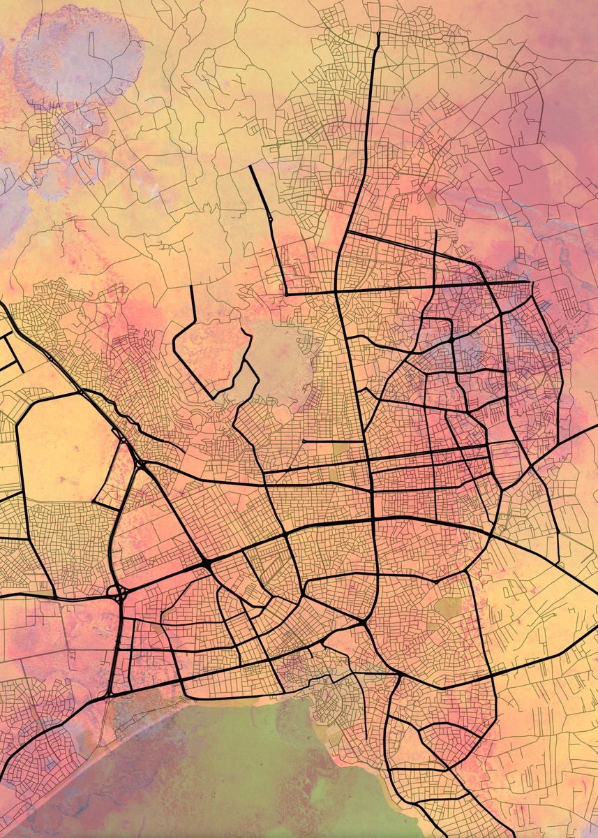 'Antalya Street Map' Poster, picture, metal print, paint by Dany | Displate