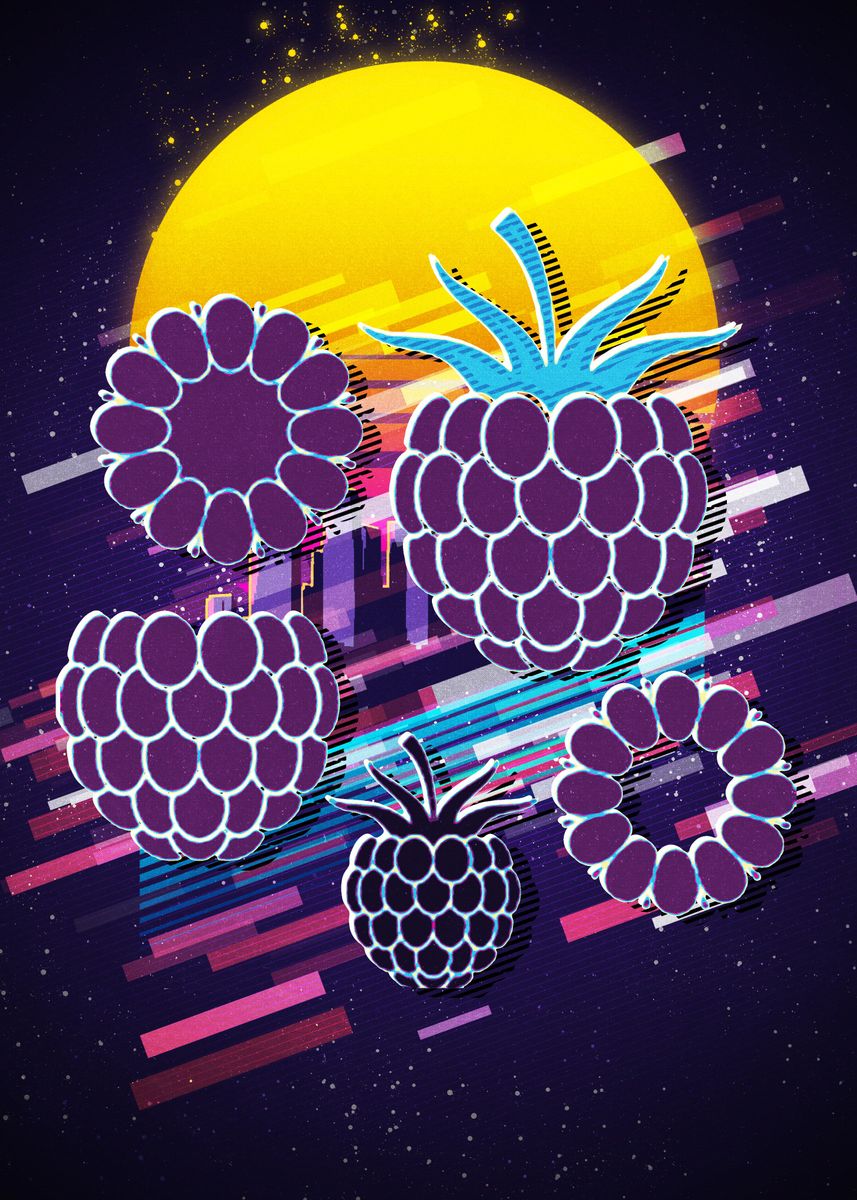 'Raspberries' Poster, picture, metal print, paint by padilla | Displate