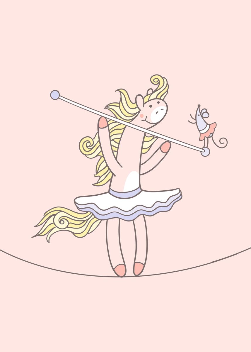 'Circus pony balancing' Poster, picture, metal print, paint by Turie ...