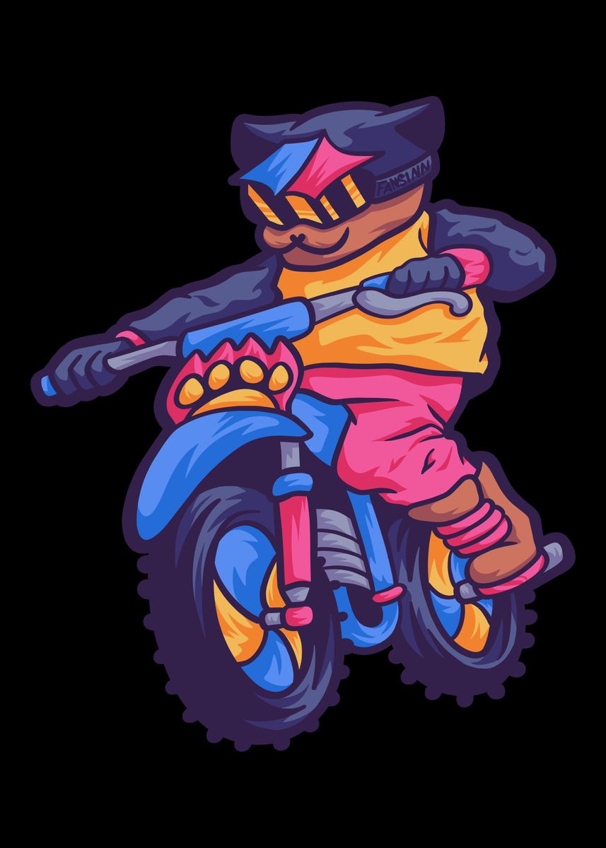 'Cat Motorsport Motocross a' Poster, picture, metal print, paint by ...