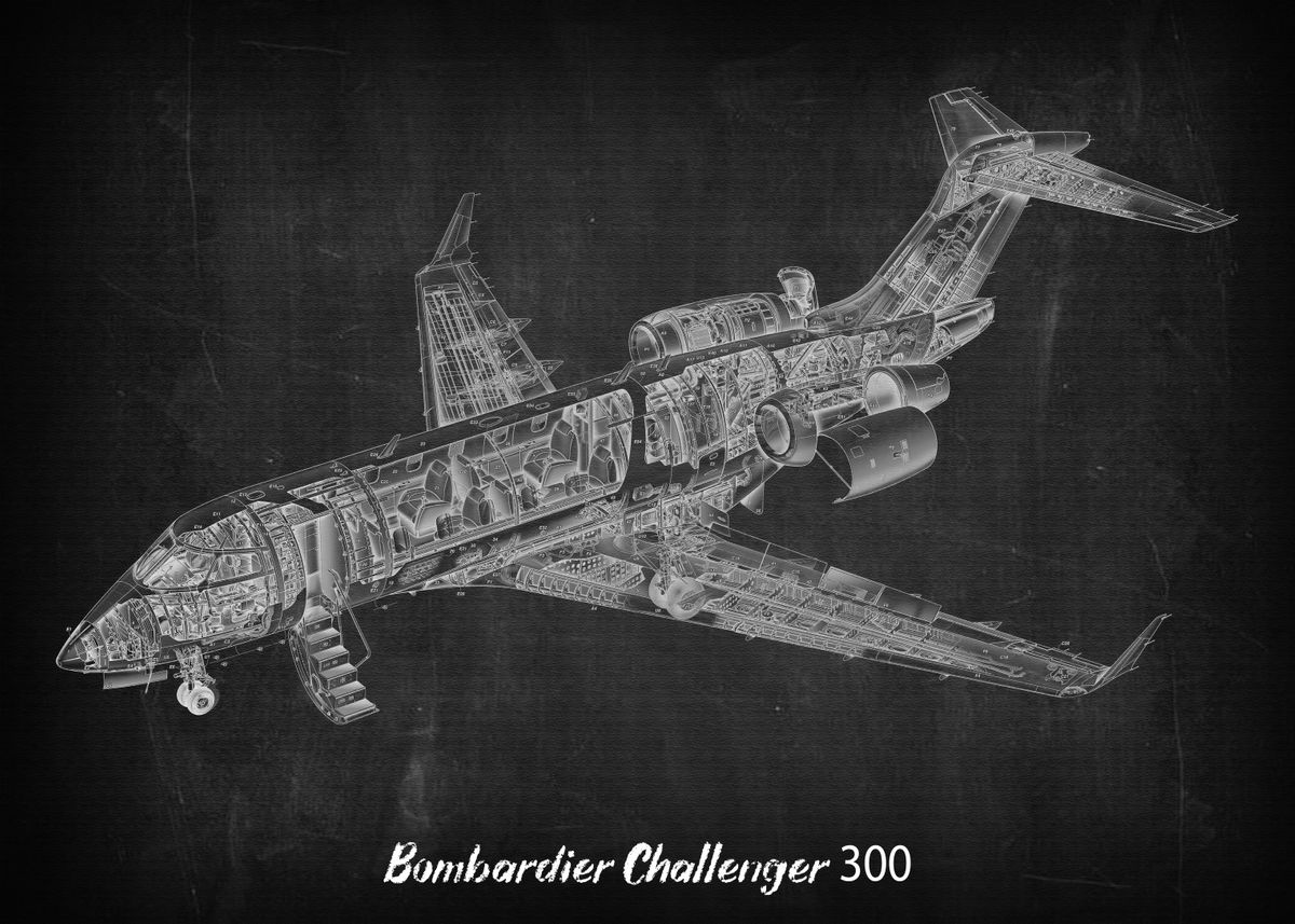 'Bombardier Challenger 300' Poster by MICHAEL BRUNS PLATES | Displate
