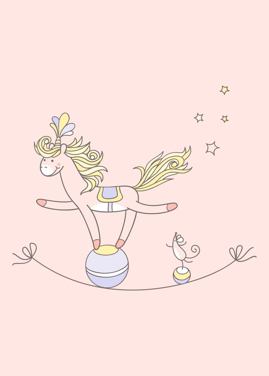 'Circus pony and mouse' Poster, picture, metal print, paint by Turie ...