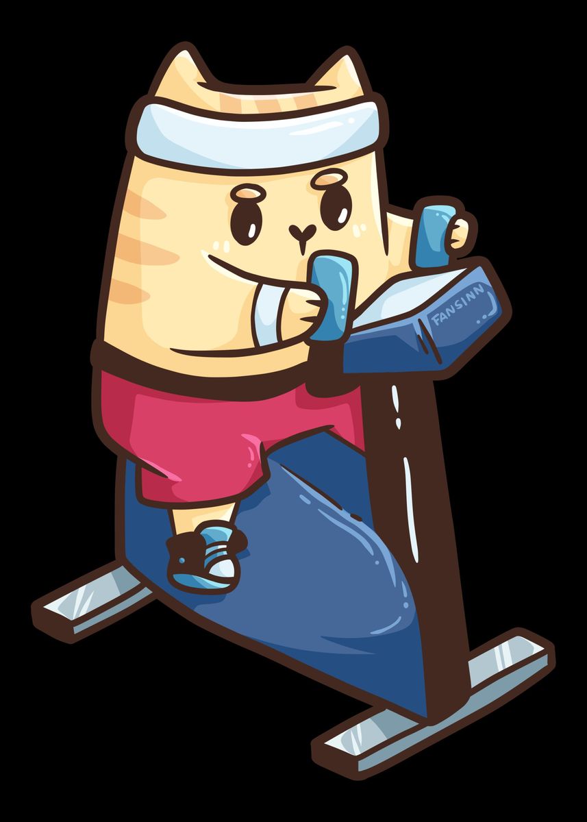 'Cardio cat Meow Gym Fitnes' Poster, picture, metal print, paint by ...