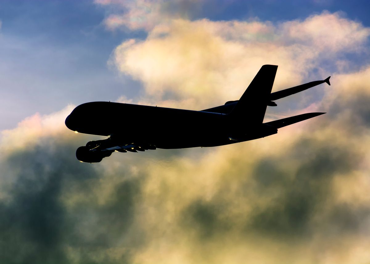 'Airbus A380 Sunset' Poster by KarolPhotoworld | Displate