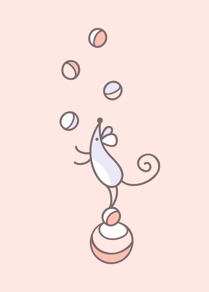 'Circus Mouse ' Poster, picture, metal print, paint by Turie Art | Displate