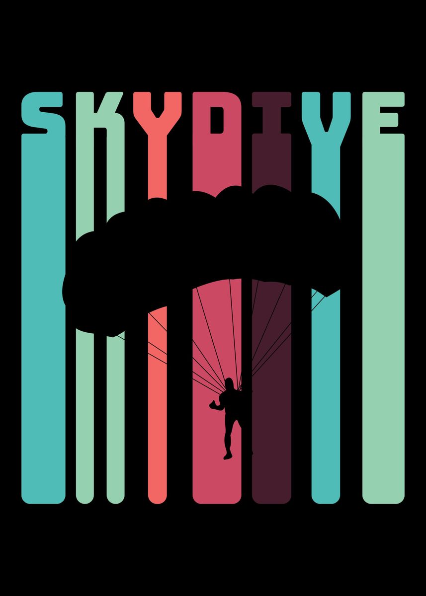 'Funny Sky Diver Sky Diving' Poster, picture, metal print, paint by ...