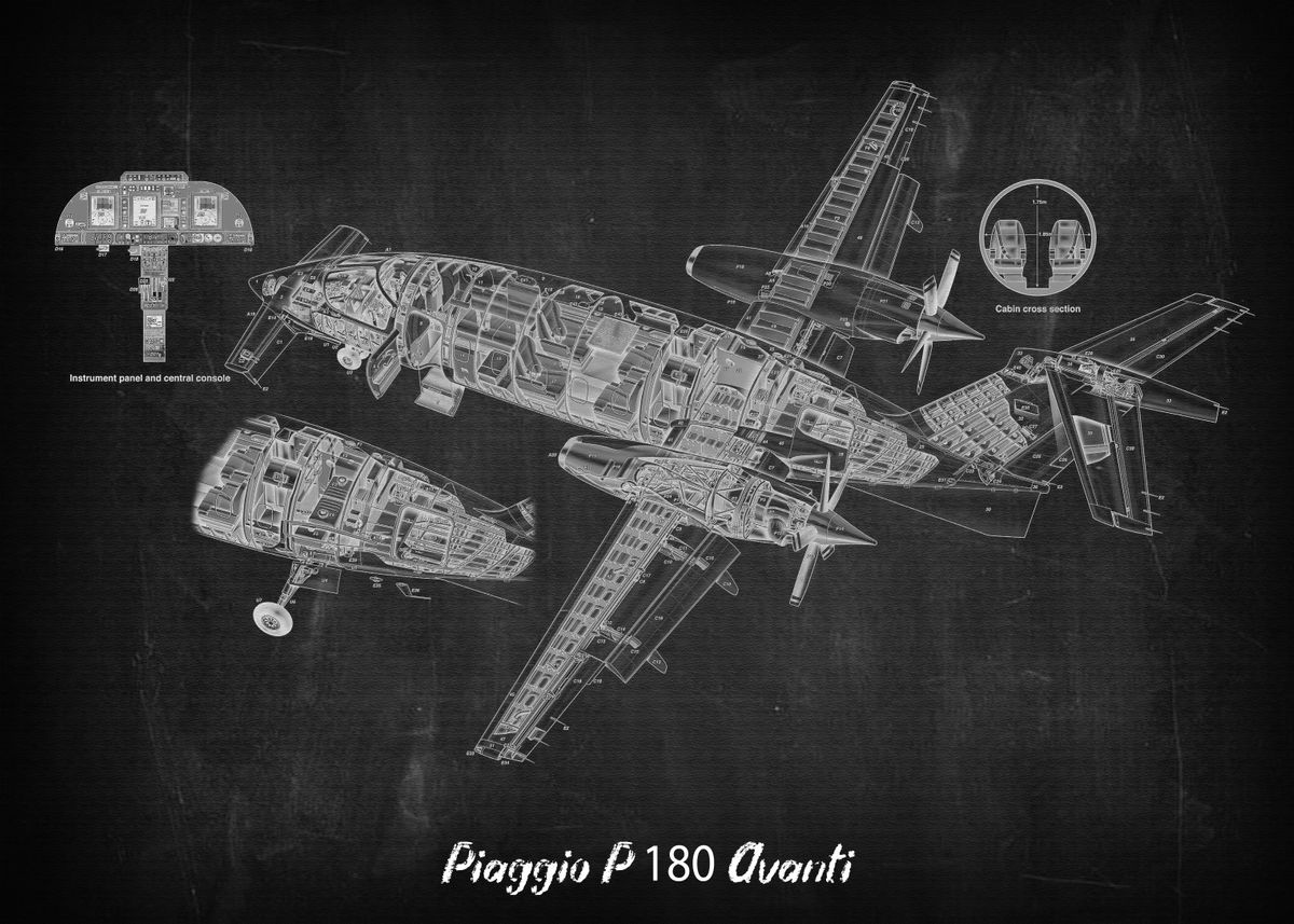 'Piaggio P 180 Avanti' Poster by MICHAEL BRUNS PLATES | Displate
