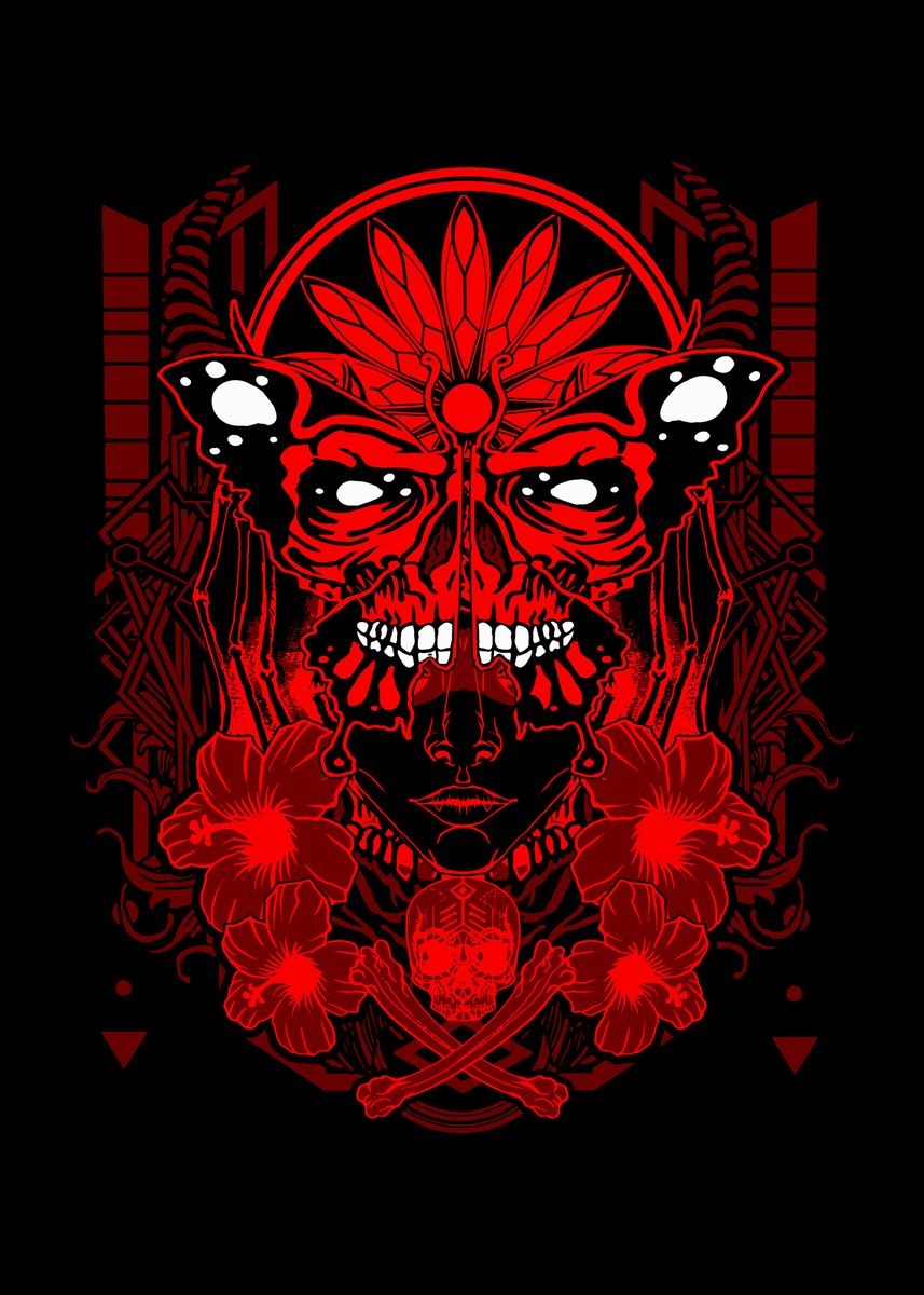 'Red Tribe Girl' Poster, picture, metal print, paint by Neko Studio ...