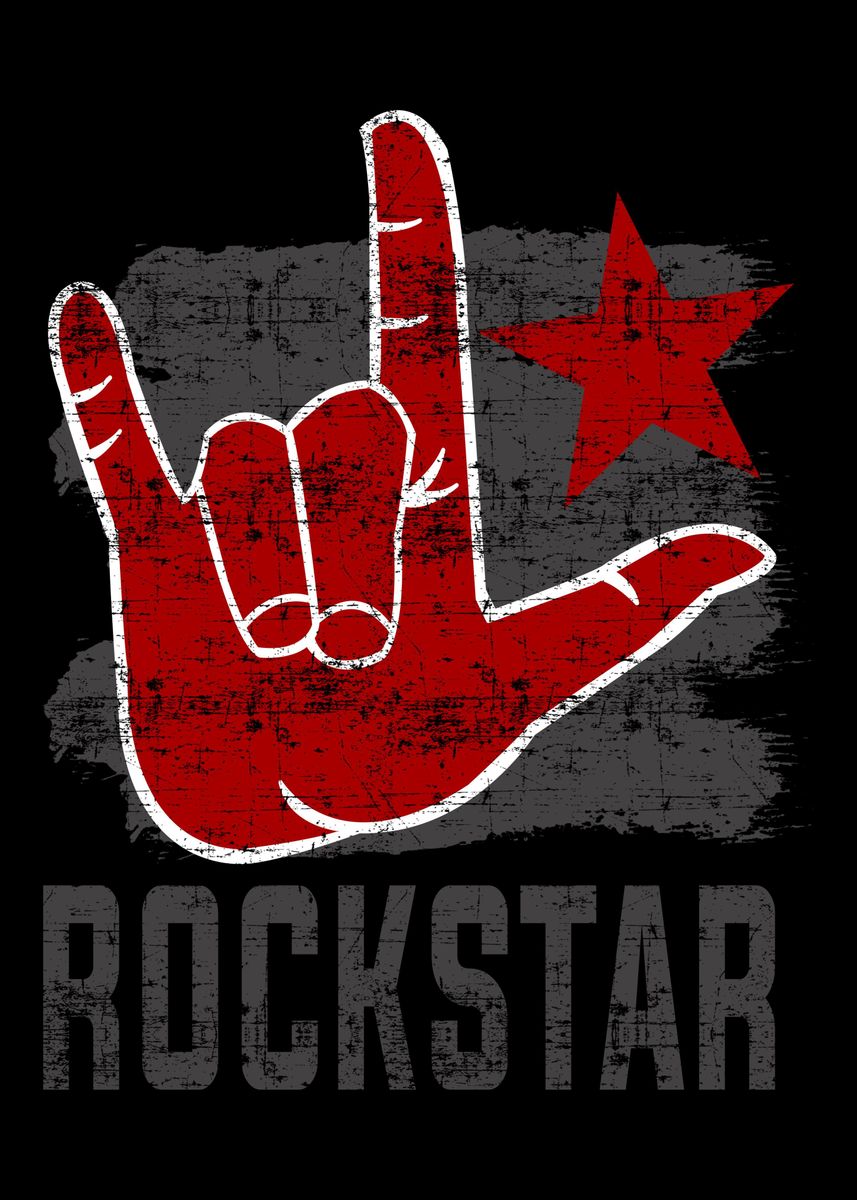 'Rockstar Rock N Roll Hand ' Poster, picture, metal print, paint by ...